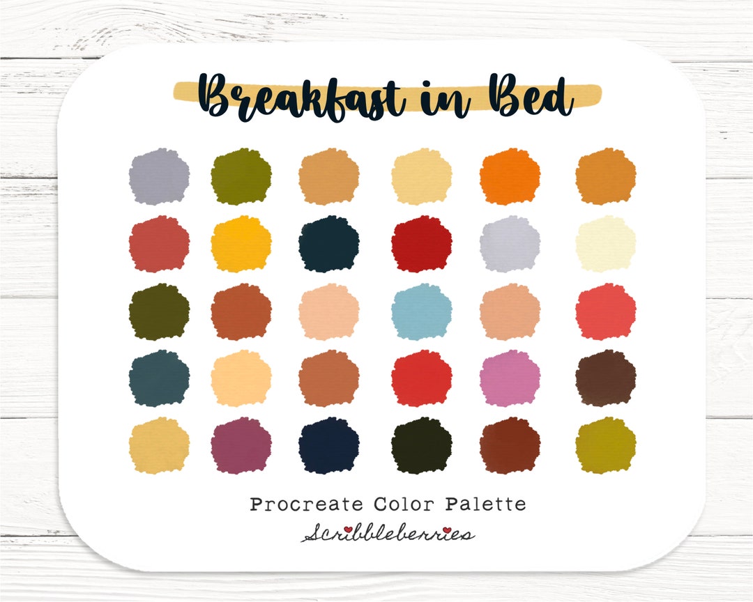 Breakfast Procreate Color Palette: 30 Coordinating Colors (.swatch File ...