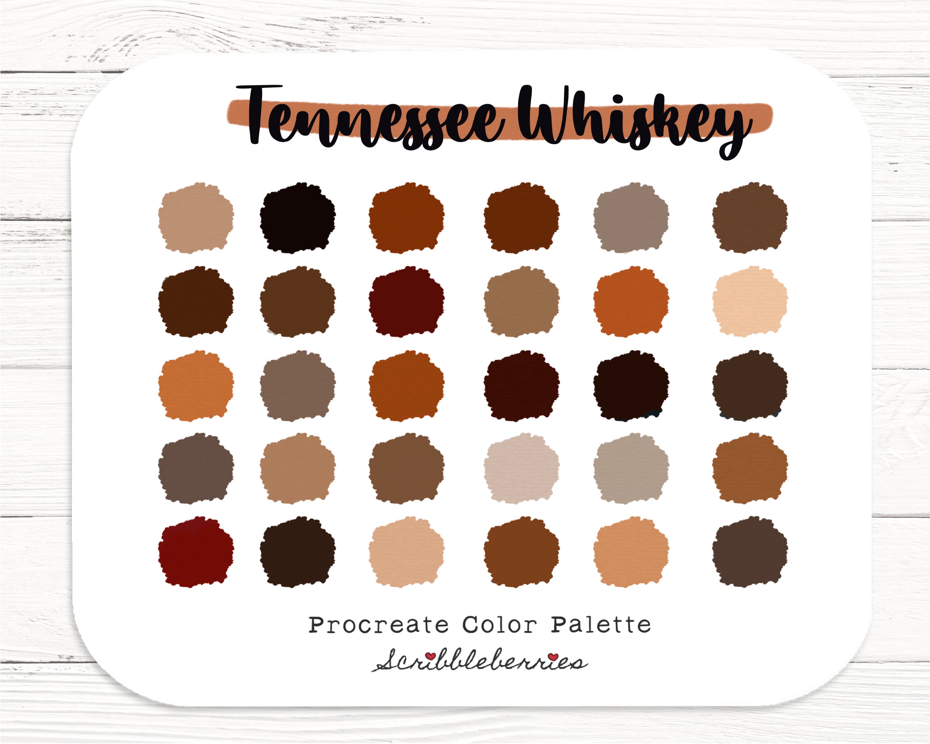 Tennessee Whiskey Procreate Color Palette Color Swatches | Etsy