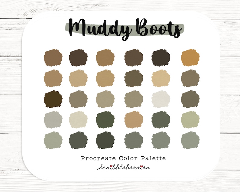 Muddy Boots Color Palette, Procreate Color Palette, Color Palette, Rich ...