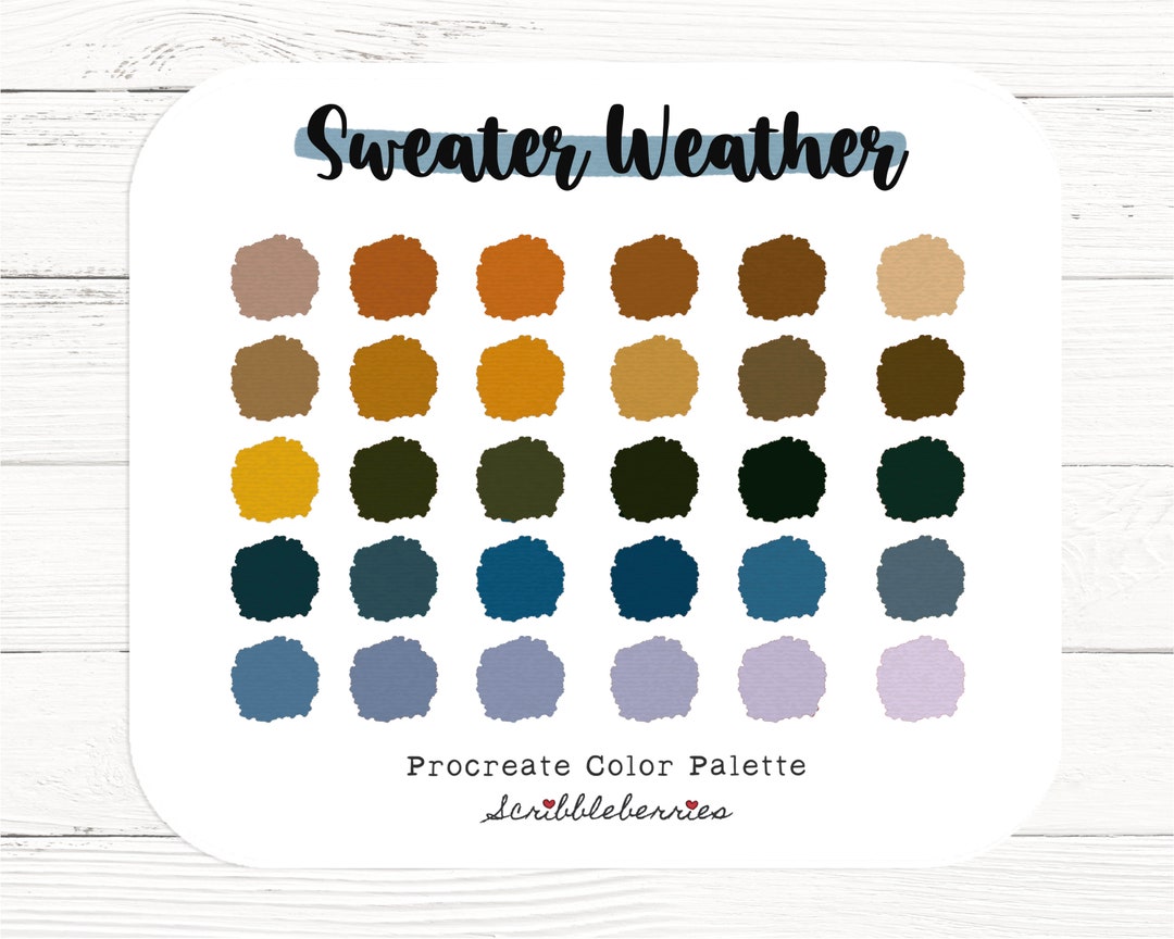 Sweater Weather Color Palette, Procreate Color Palette, Color Swatches ...