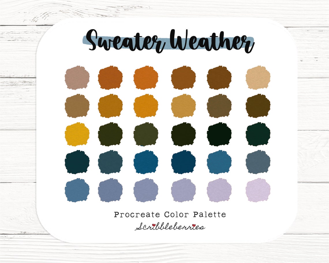 Sweater Weather Procreate Palette: 30 Rich Winter Colors (digital ...