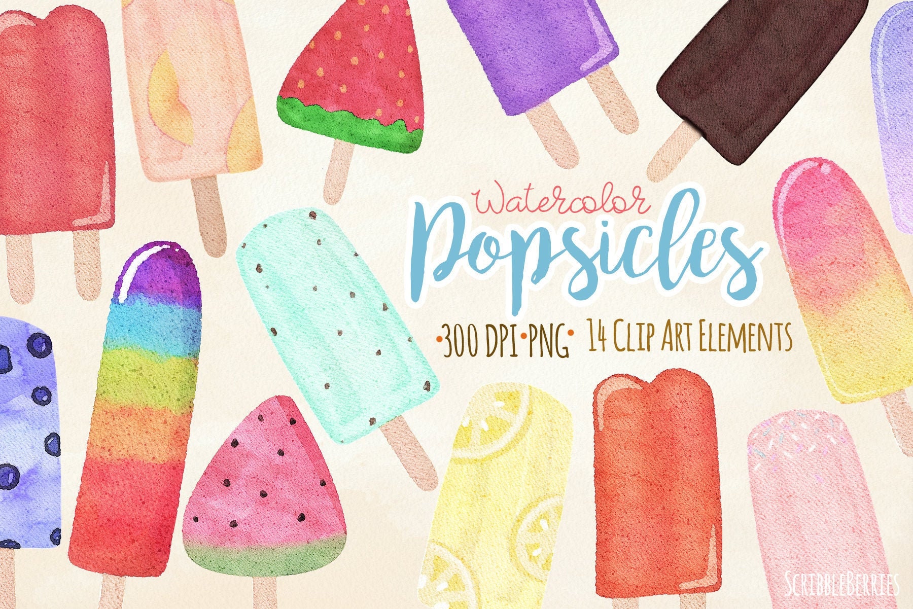 Watercolor Popsicles Clip Art Cute Clip Art Summer Clip Art | Etsy