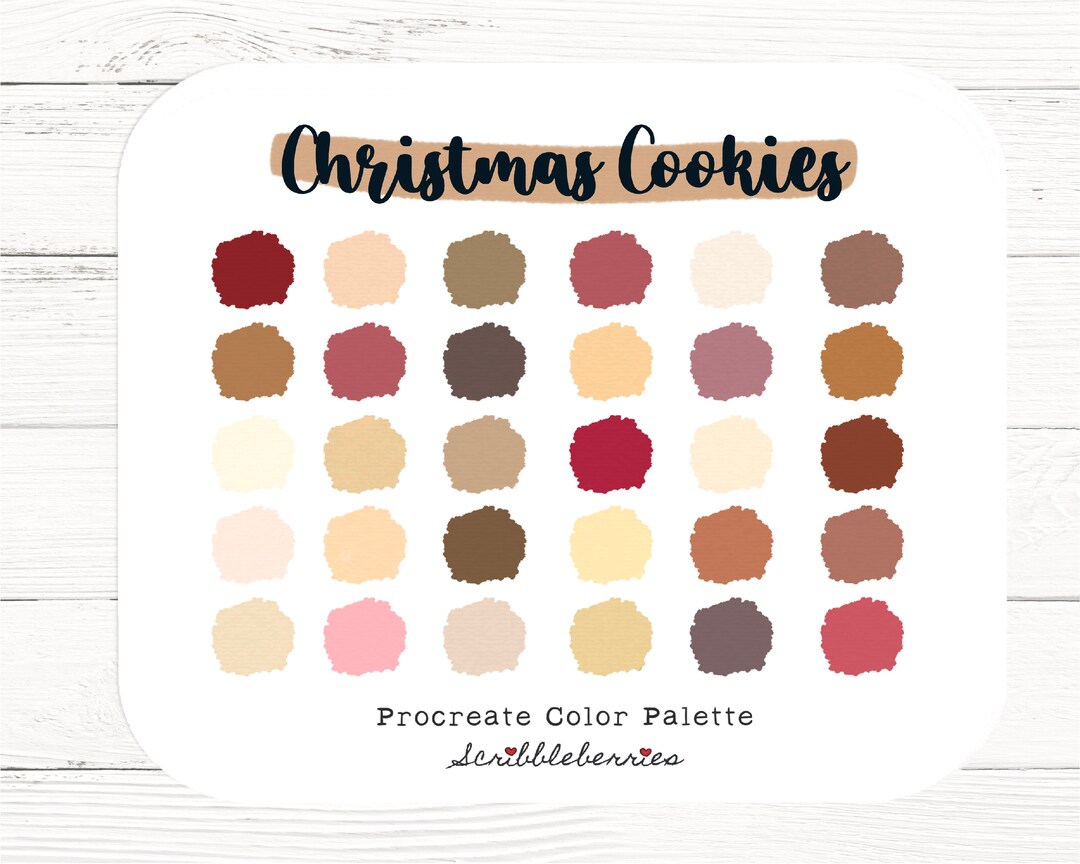 Christmas Cookies Procreate Color Palette: 30 Coordinating Colors ...