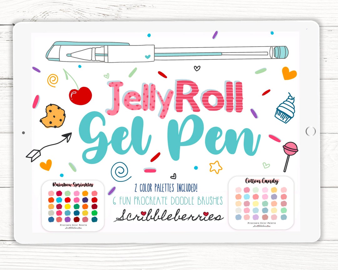 Procreate Gel Pen Brush Set: Inking & Lettering Brushes, Color Palettes ...