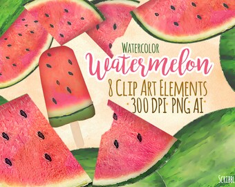 Cute Watermelon Clipart. Watermelon Clip Art. (Instant Download) - Etsy