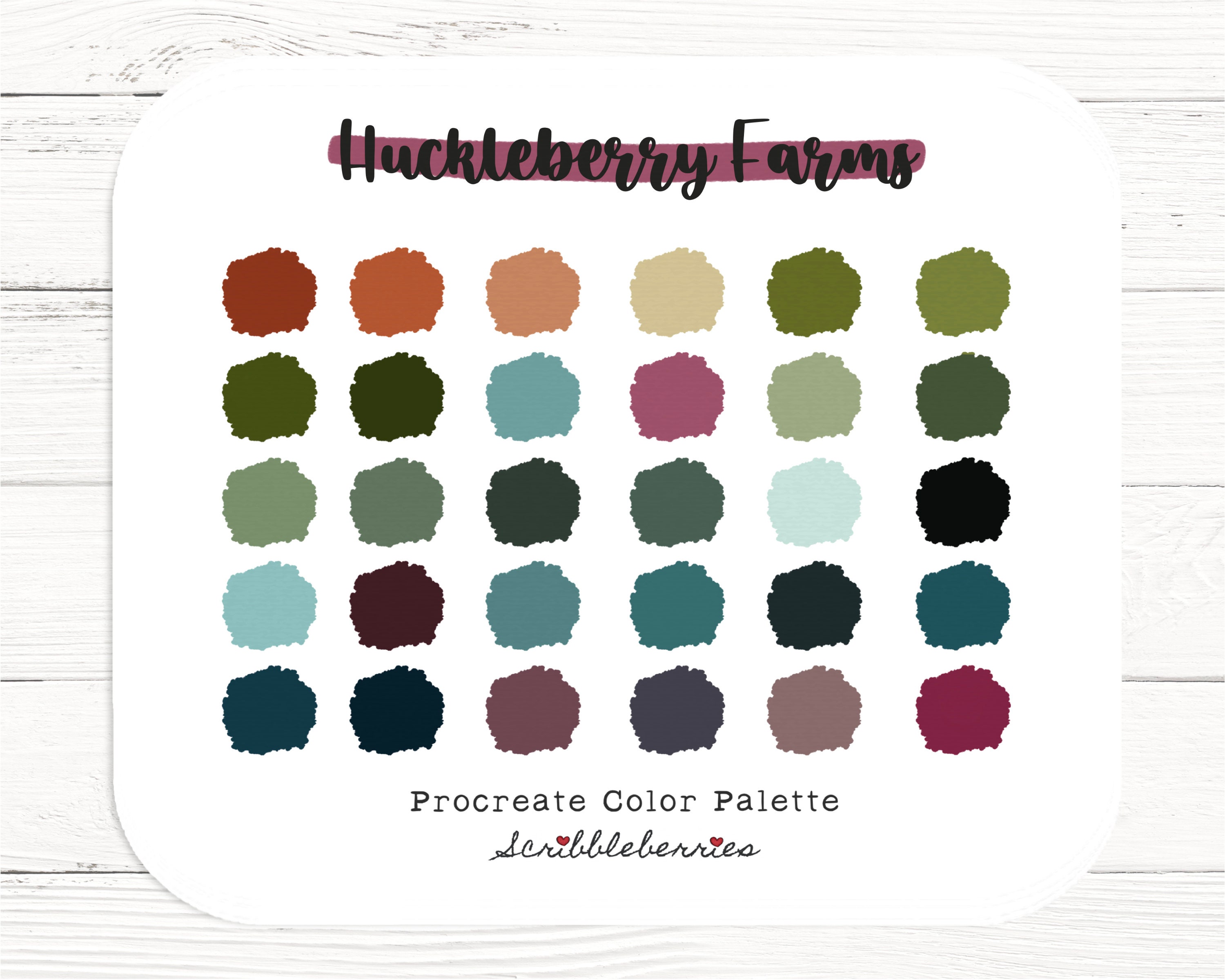 Huckleberry Farms Color Palette Procreate Color Palette | Etsy