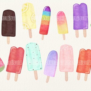 Watercolor Popsicles Clip Art, Cute Clip Art, Summer Clip Art, Popsicle ...
