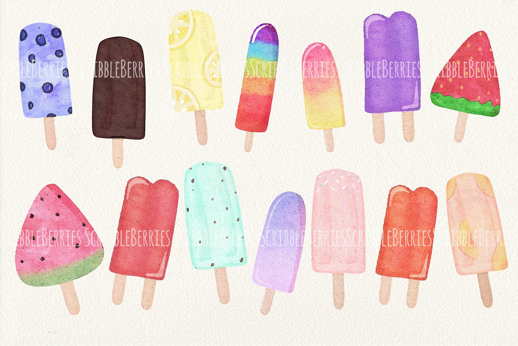 Watercolor Popsicles Clip Art Cute Clip Art Summer Clip Art | Etsy