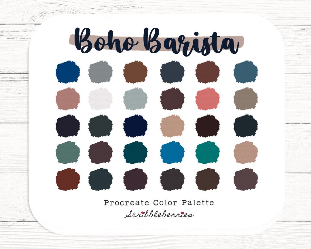 Boho Barista Procreate Color Palette: 30 Earthy Colors (.swatch File ...