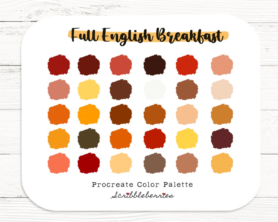 English Breakfast Procreate Palette Colorful Palette Color | Etsy