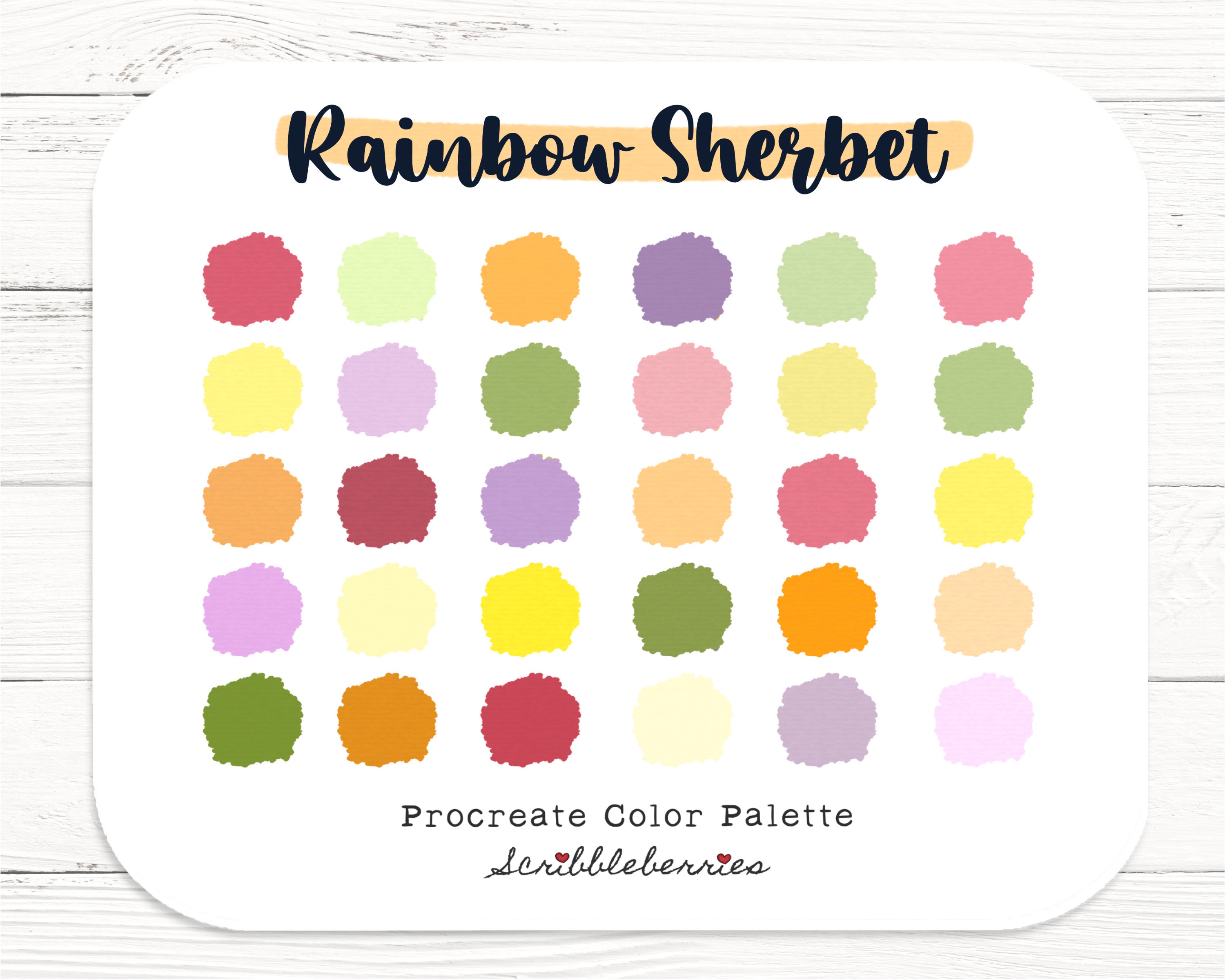 Rainbow Sherbet Procreate Color Palette Colorful palette | Etsy