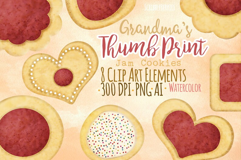 Cute Cookie Clip Art Thumb Print Jam Cookies Cookie Clip - Etsy