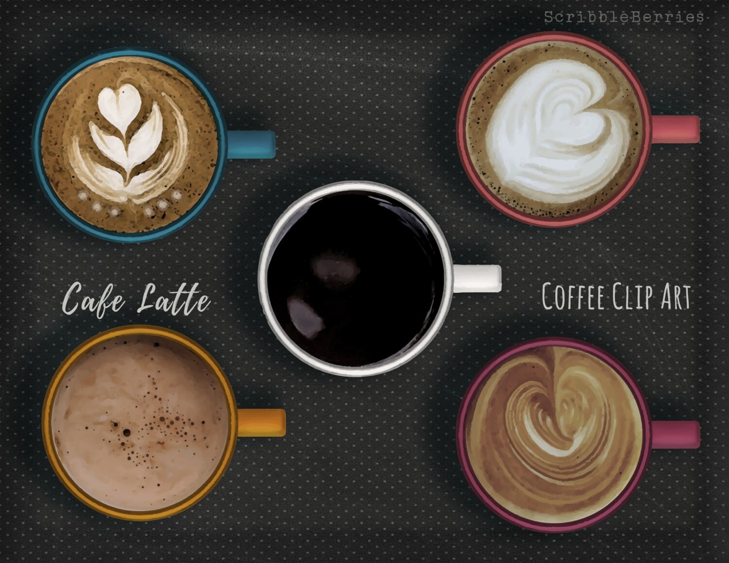Cafe Latte Coffee Clip Art Coffee Clip Art Coffee Clipart - Etsy