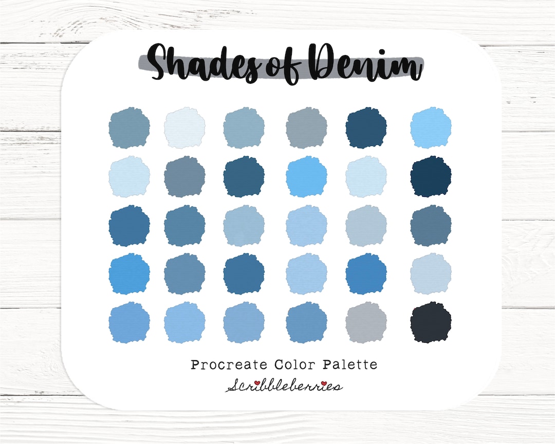 Denim Color Palette, Procreate Color Palette, Color Swatches, Color ...