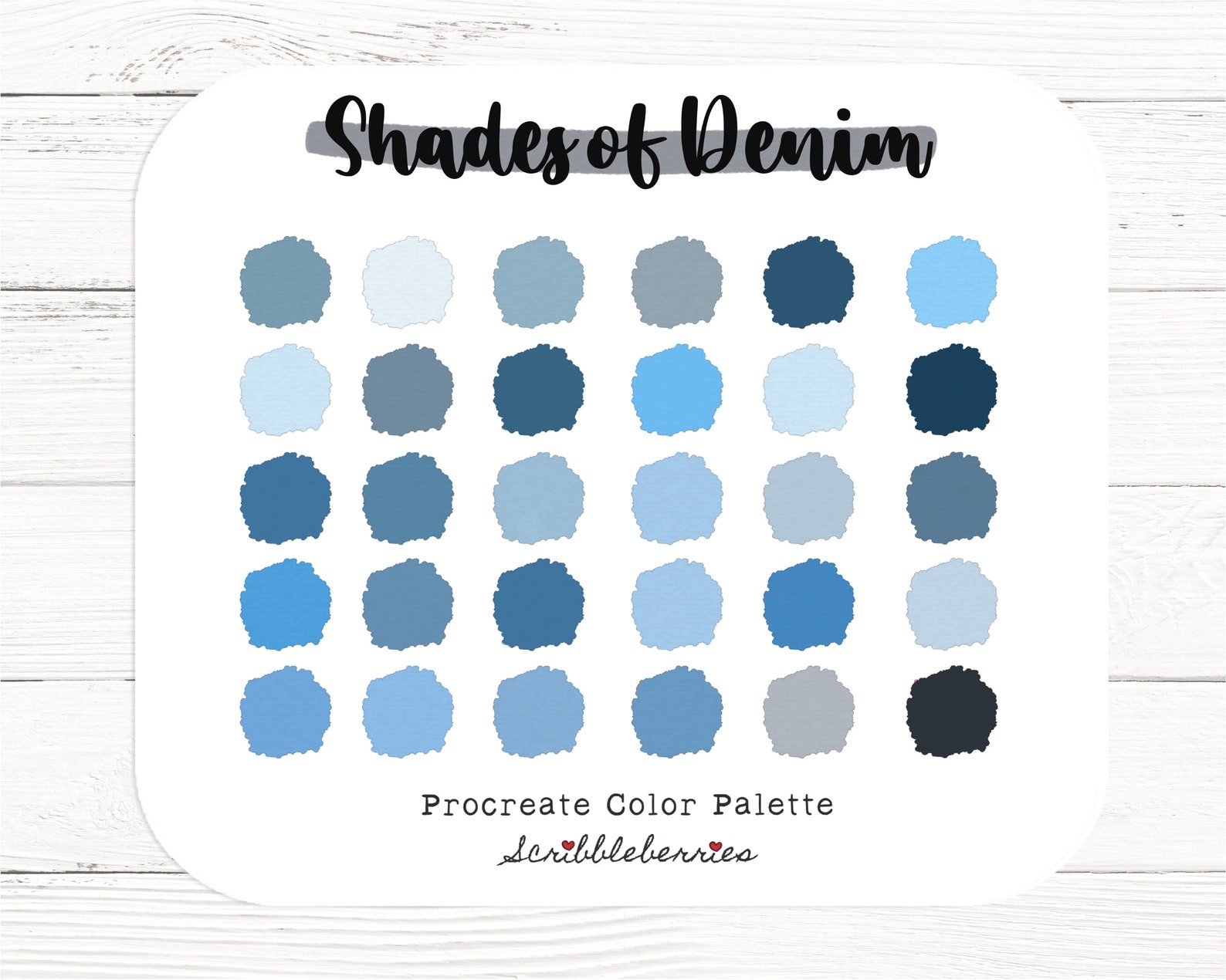 Denim Color Palette, Procreate Color Palette, Color Swatches, Color ...
