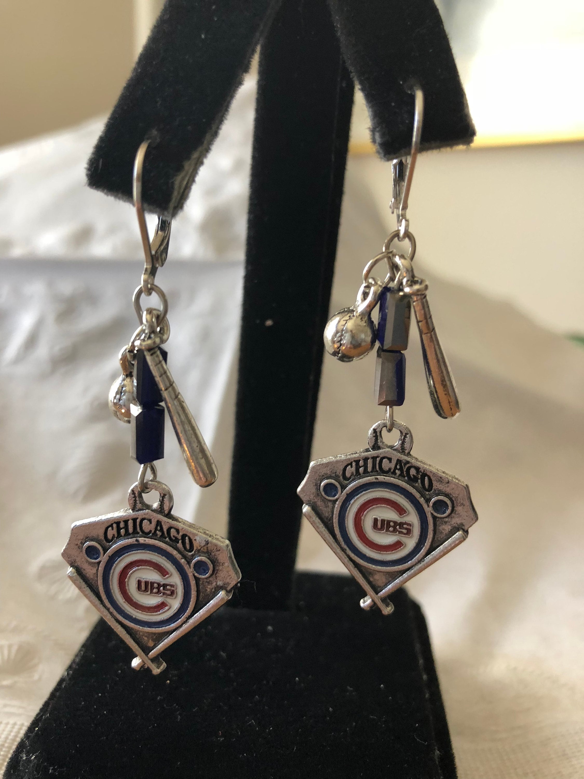 Chicago Cubs Baseball Diamond Charm Earrings - Etsy