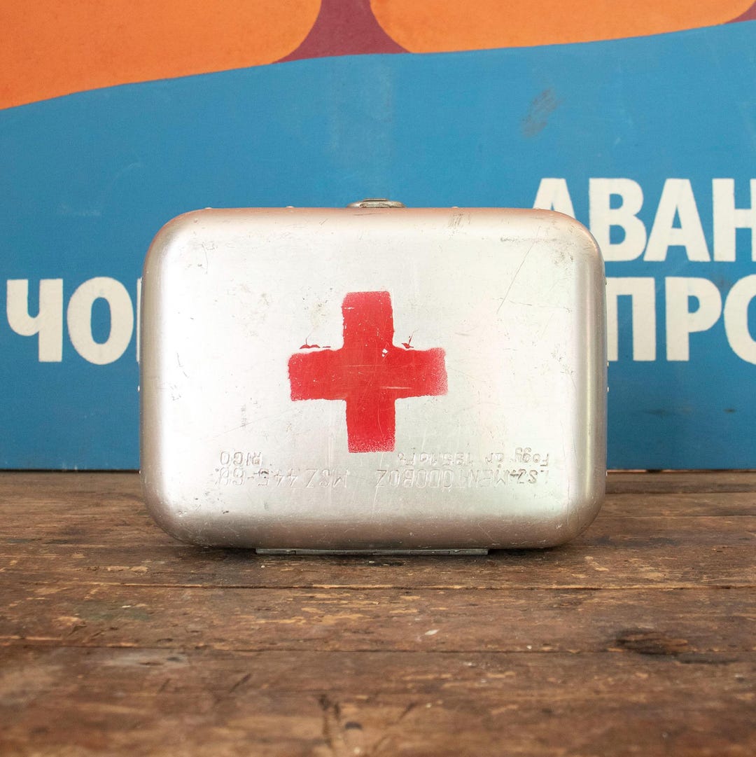 Small Vintage Military Metal Red Cross Box - Etsy