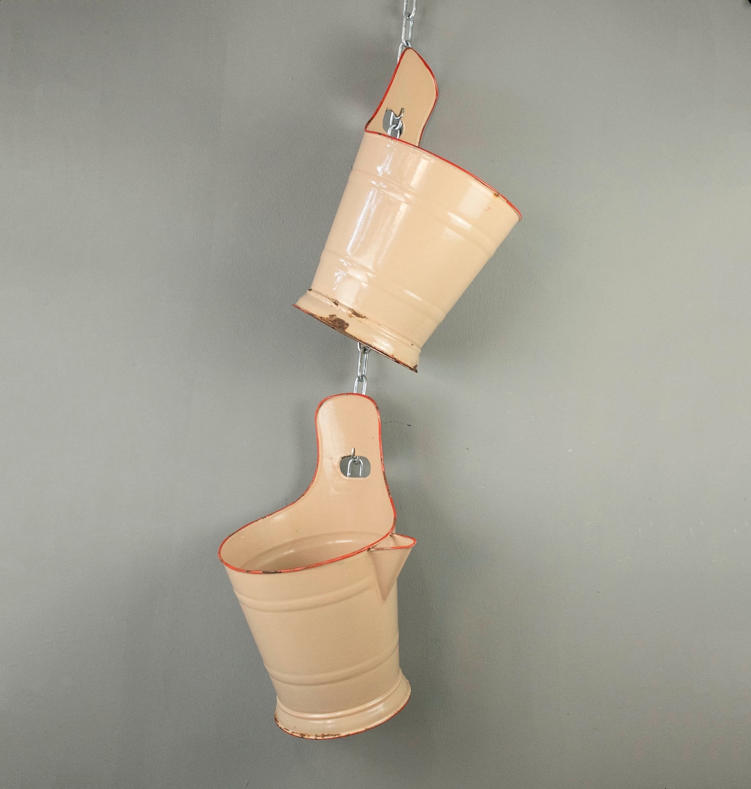 Vintage Beige Porcelain Enamel Bucket From Hungary - Etsy