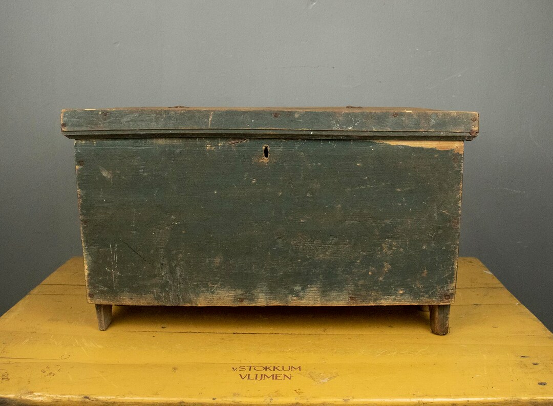 Small Green Vintage Wooden Trunk - Etsy