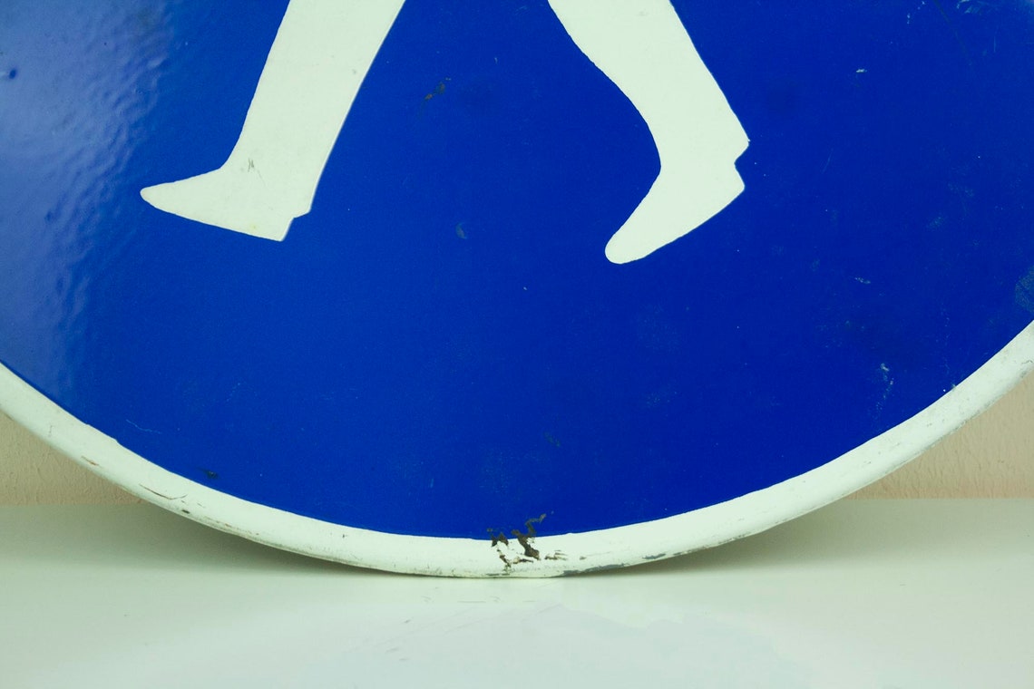 Large Vintage Enamel Road Sign Old Enamel Pedestrian Sign | Etsy