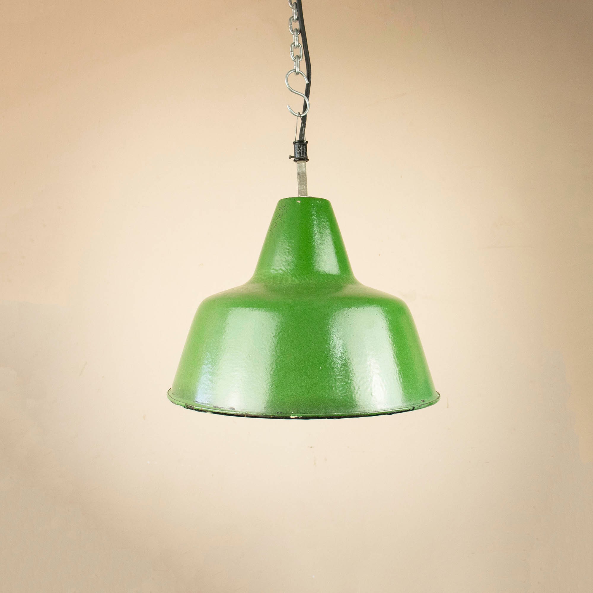 Vintage Green Enamel Factory Light - Etsy