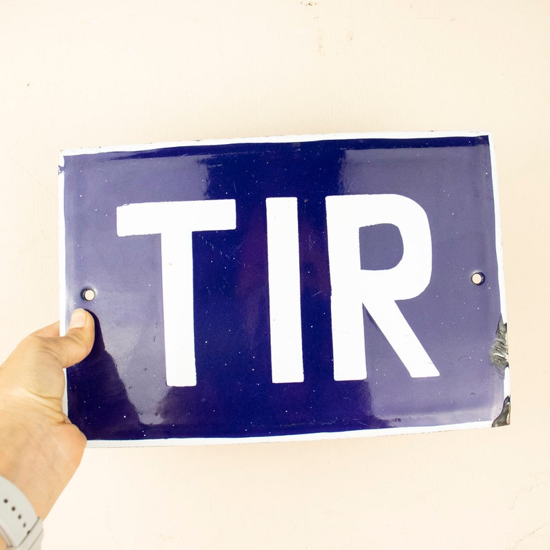 Vintage Enamel TIR Sign Blue Enamel TIR Plate | Etsy