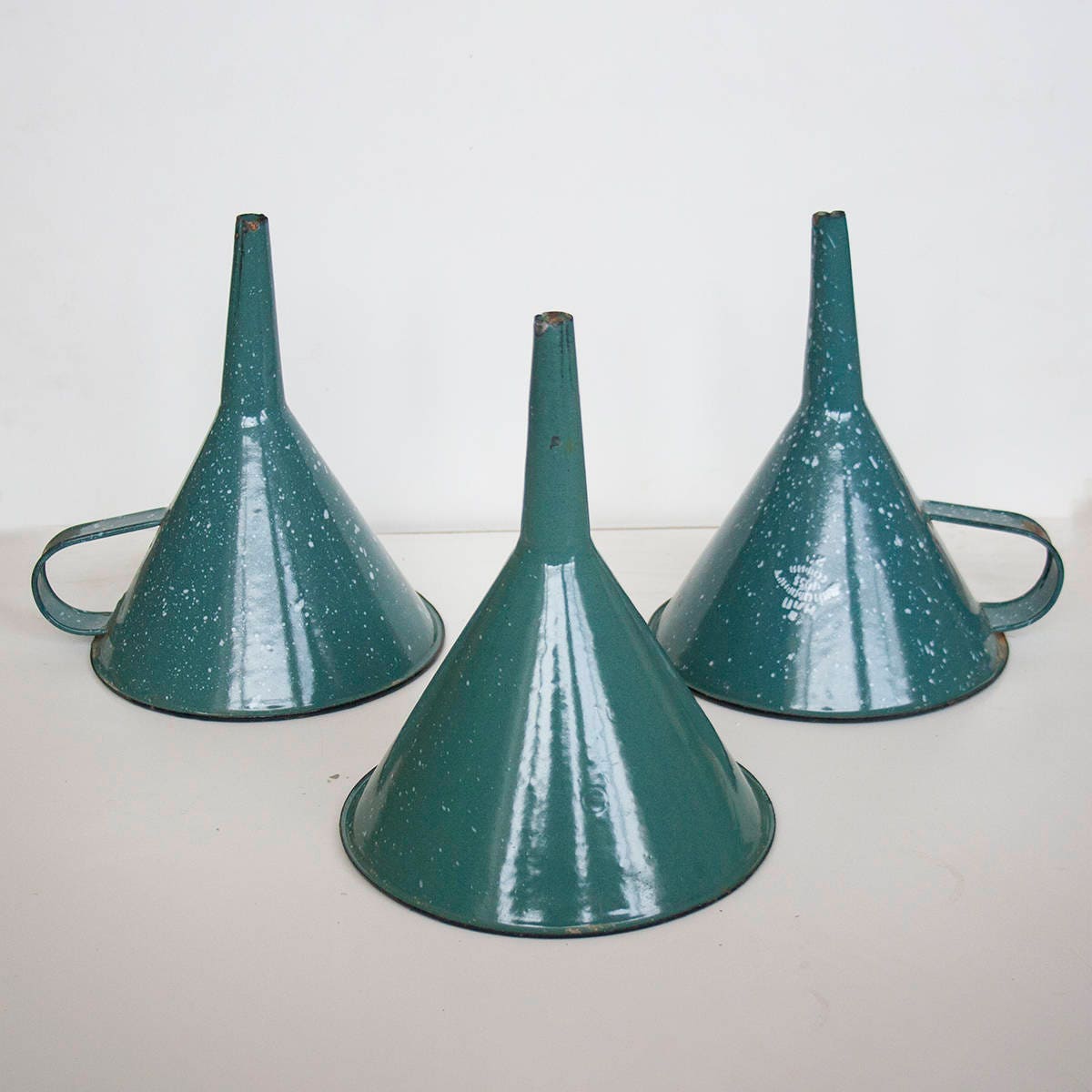 Set of 3 Large Vintage Enamel Funnels Turned Into Lamps Big | Etsy
