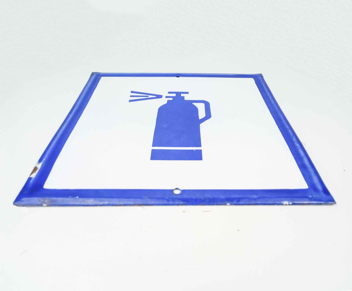 Square Vintage Enamel Sign Vintage Factory Sign fire | Etsy