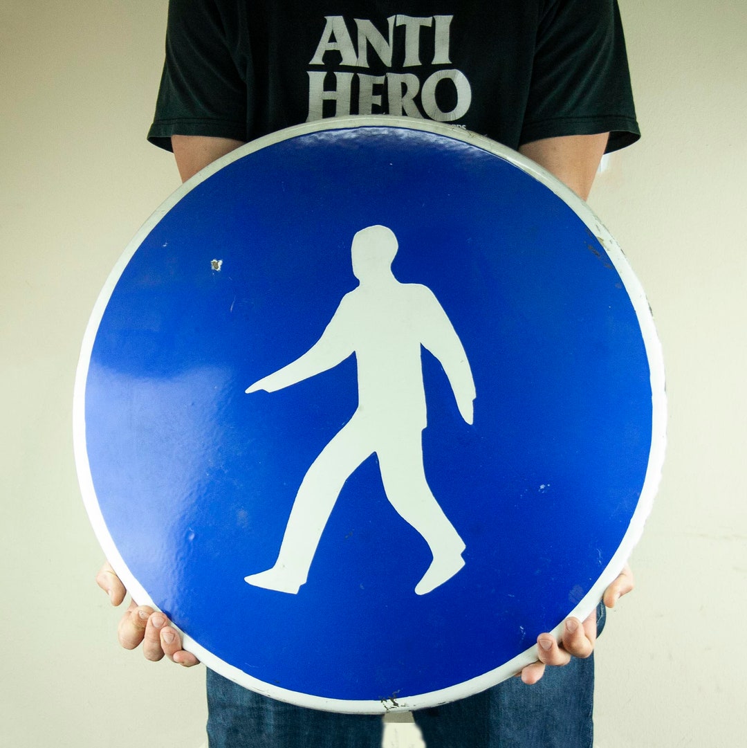 Large Vintage Enamel Road Sign, Old Enamel Pedestrian Sign - Etsy