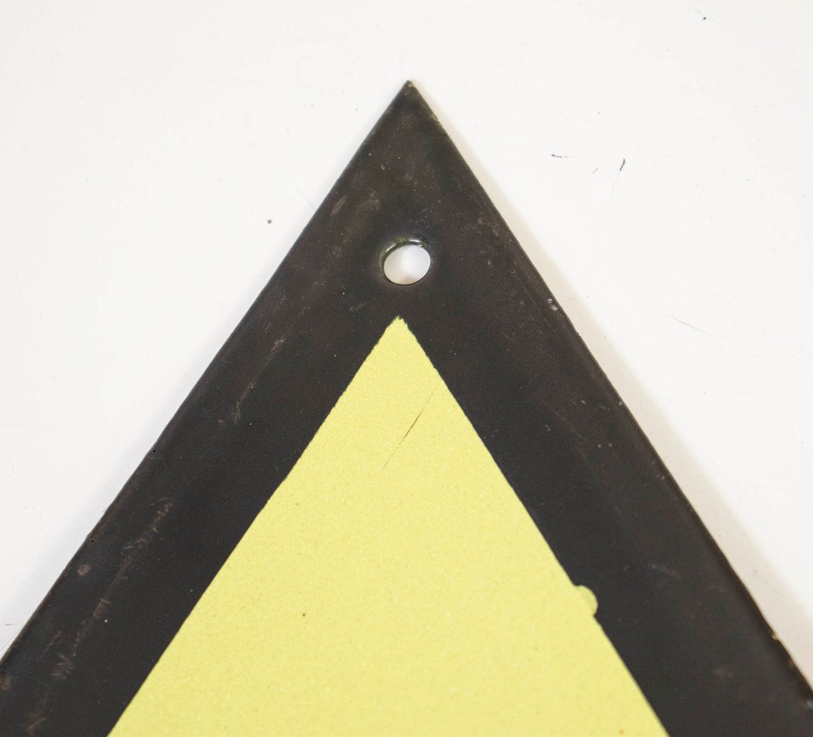 Vintage Enamel Mine Sign Triangular Porcelain Enamel Sign - Etsy
