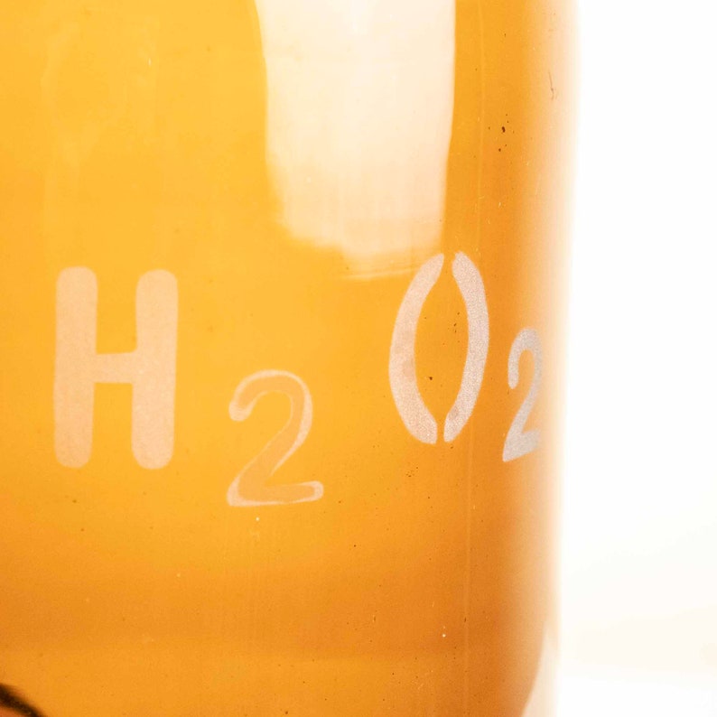 Large Vintage Chemistry Lab H2O2 Bottle Big Amber Hydrogen - Etsy