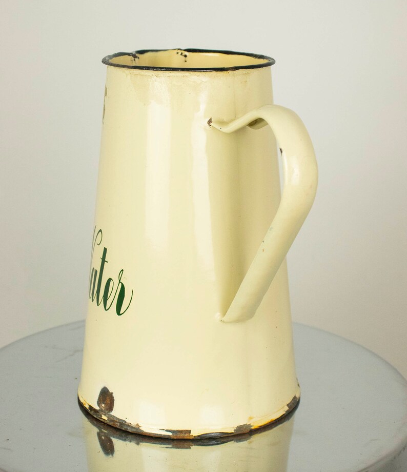 Vintage Porcelain Enamel Water Pitcher - Etsy