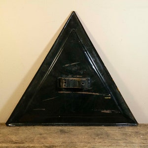 Large Vintage Enamel Triangular Traffic Sign, Enamel Pedestrian Road ...