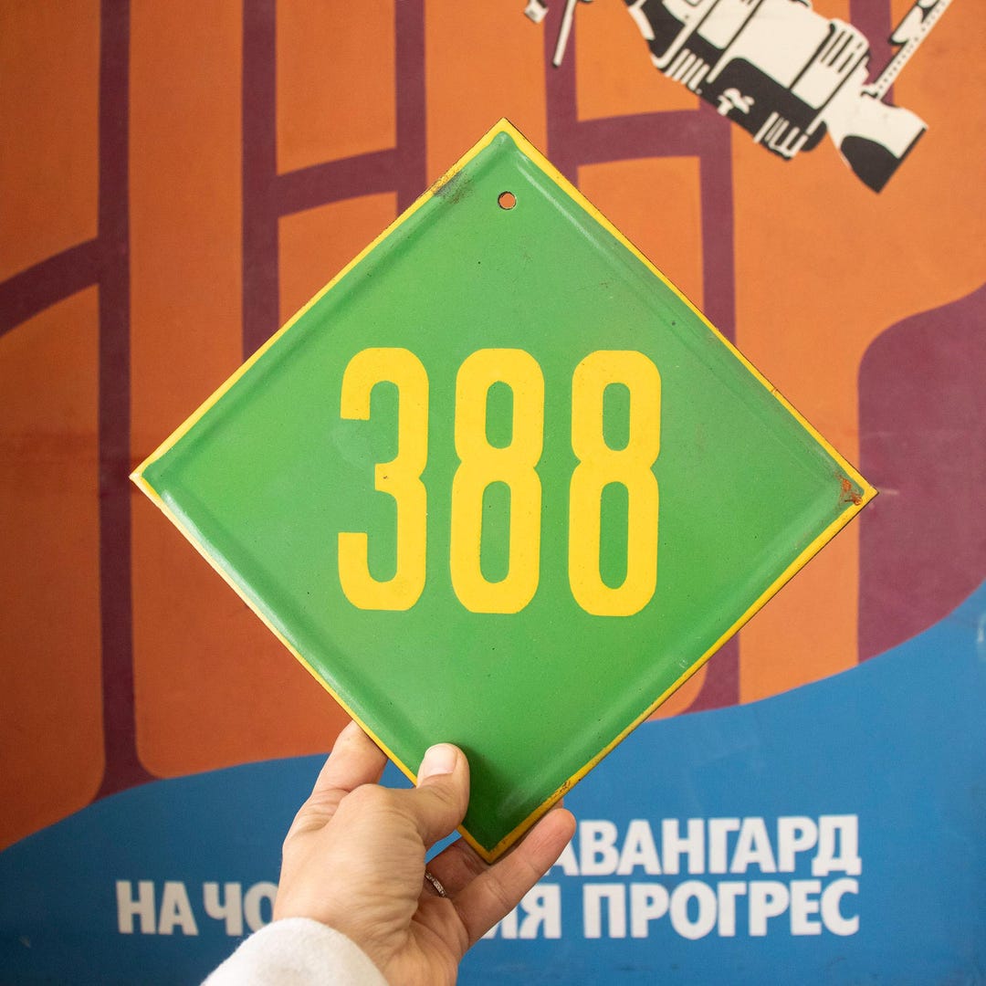 Vintage Green Factory Enamel Number Sign 388 - Etsy