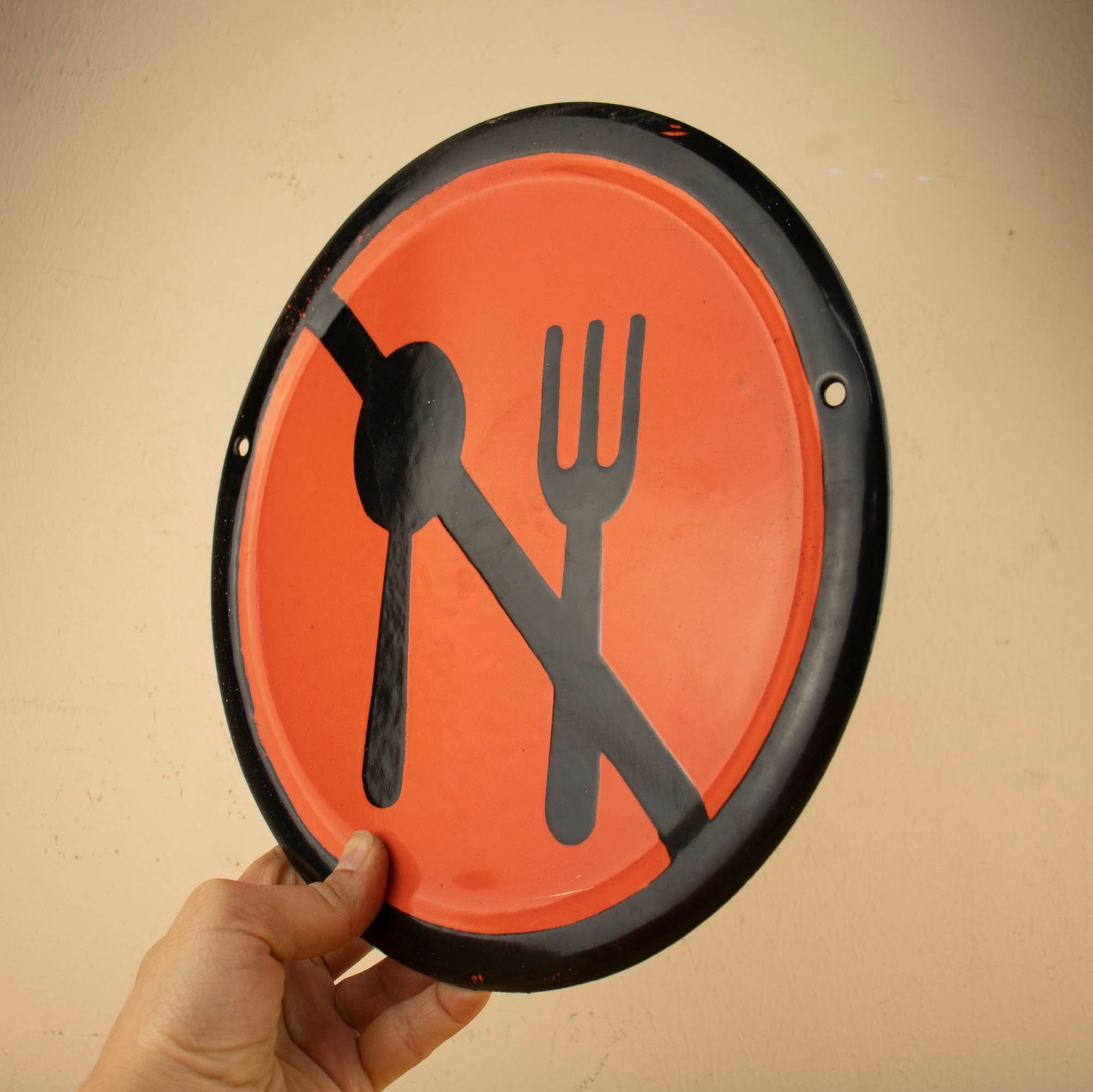 Vintage Enamel Factory Sign no Dining Old Round - Etsy