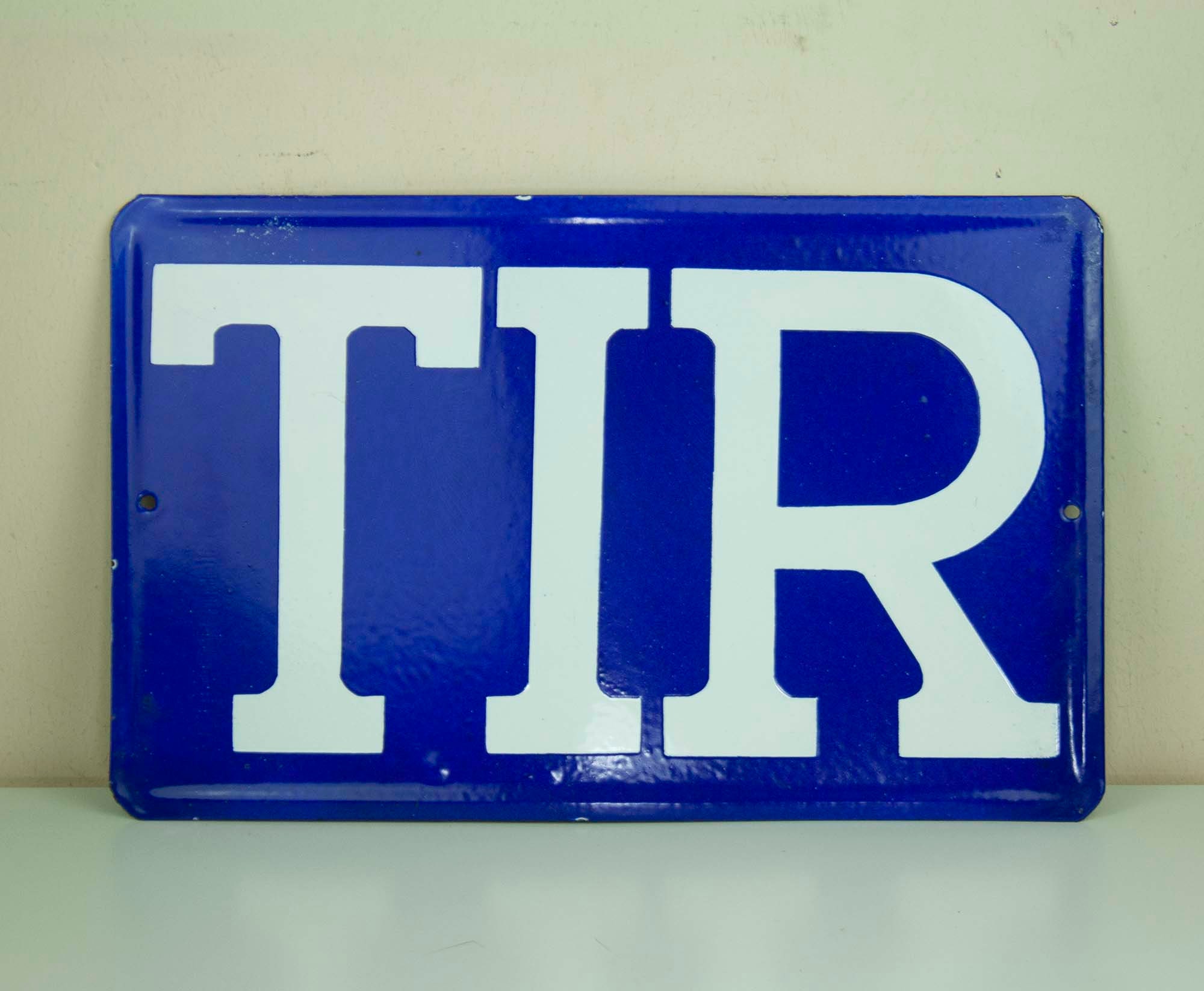 Vintage Enamel TIR sign Blue enamel TIR plate | Etsy