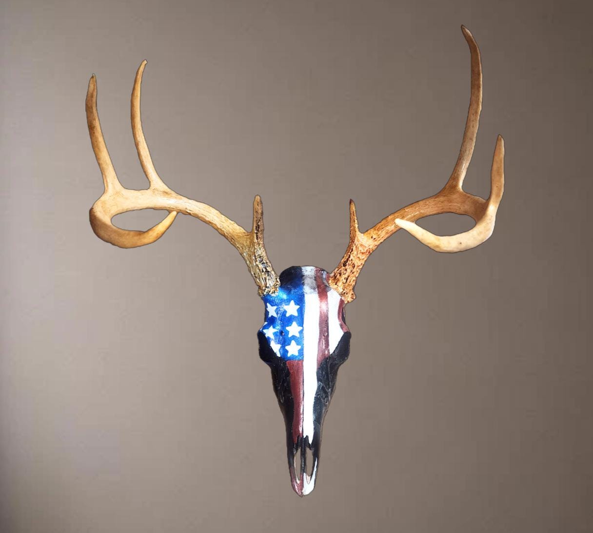 Handpainted Deer Skull, American Pride Antlers, Wall Art - Etsy