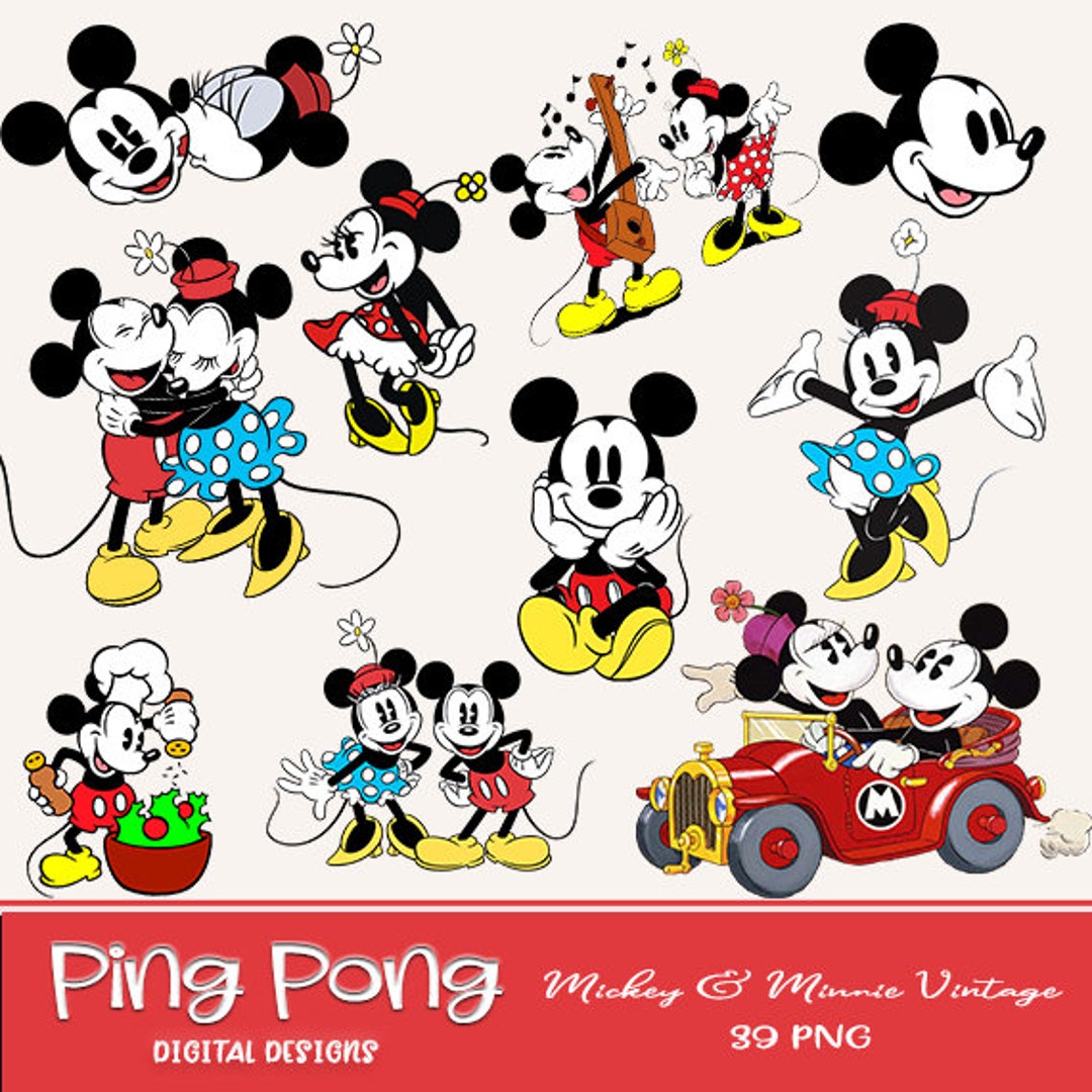 Minnie & Mickey Vintage Png Digital Images - Etsy