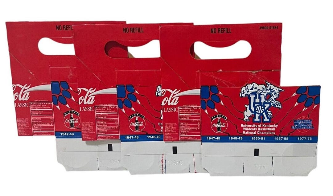 3 Coca-cola Classic 1978 Kentucky Wildcat Soda Bottle Six Pack ...