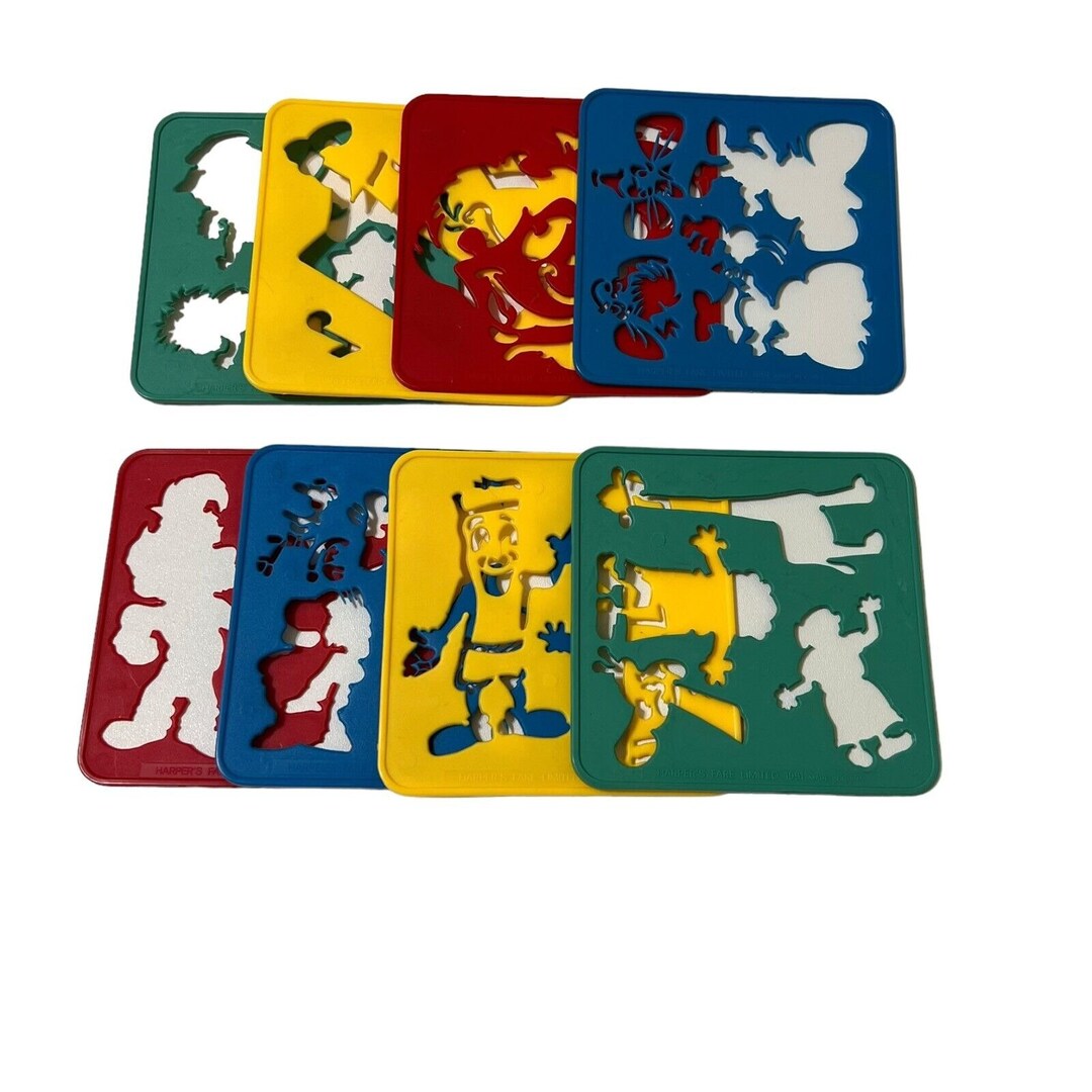 8 Harper's Fare Limited Plastic Stencils 1991 Cartoon Animation Lot ...