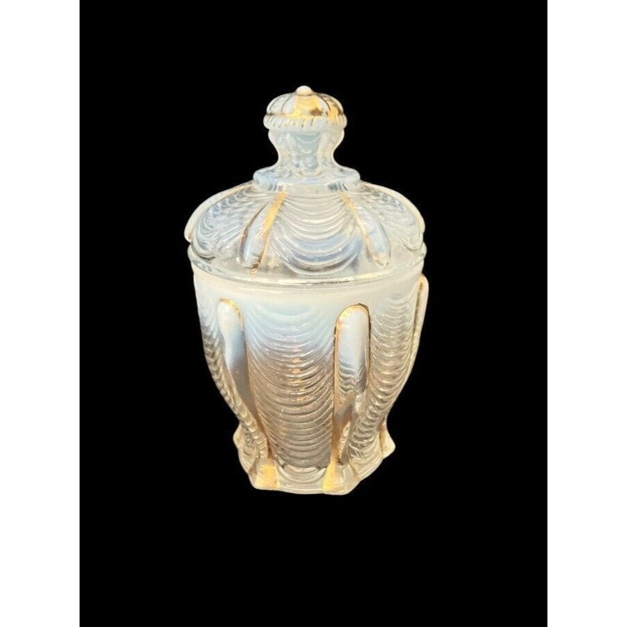 Northwood White Opalescent Drapery Table Set Sugar Creamer Spooner ...