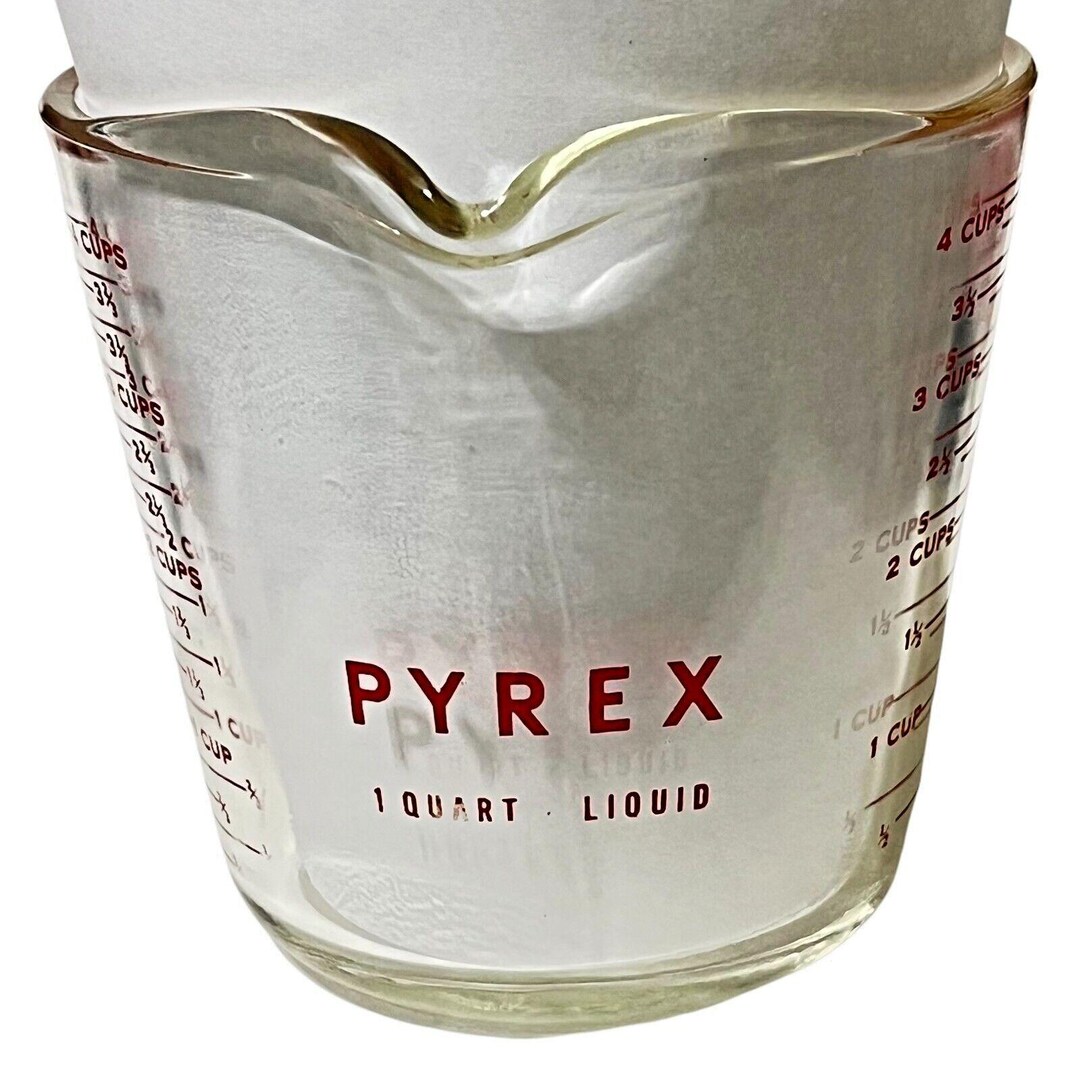 Pyrex Red Letter Glass Measuring Cup 4 Cup/1qt W/d Handle USA 1940's ...