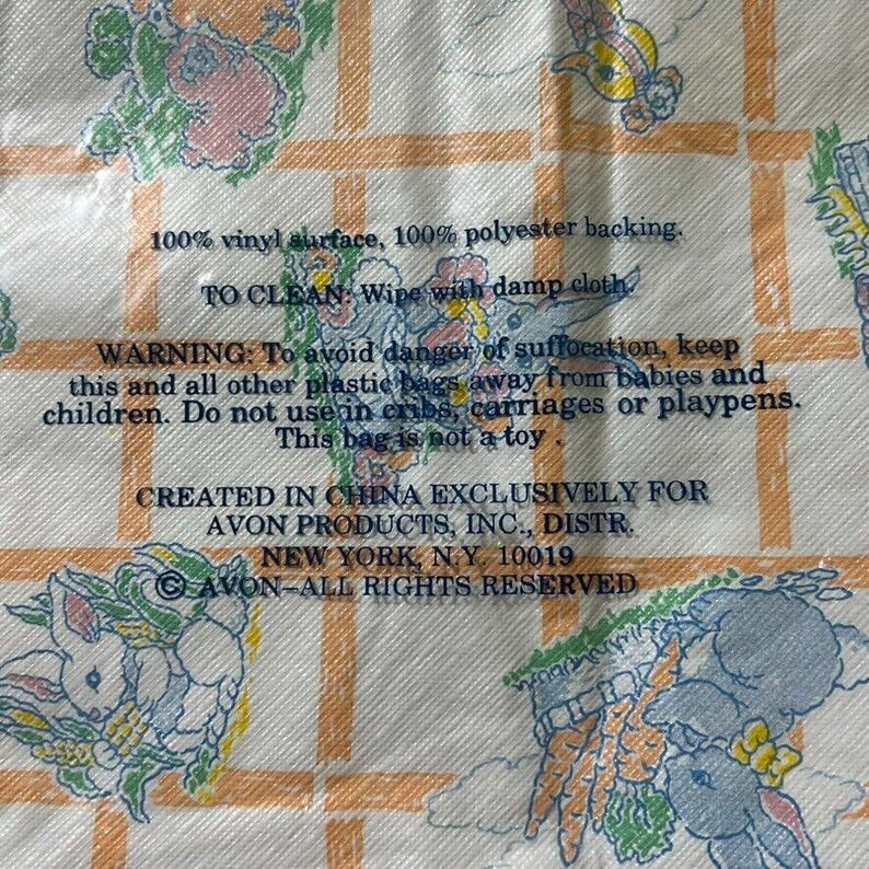 Avon Springtime Bunny Gift Collection Vinyl Tablecloth Easter Duck 60 ...