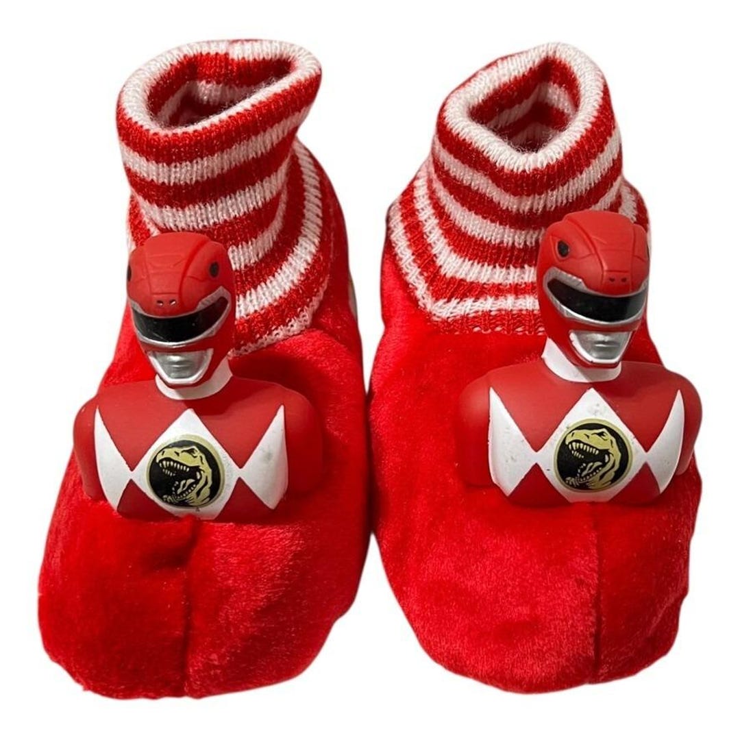Power Ranger House Shoes Slippers Booties Kids Sz Large 9-10 Saban Red ...