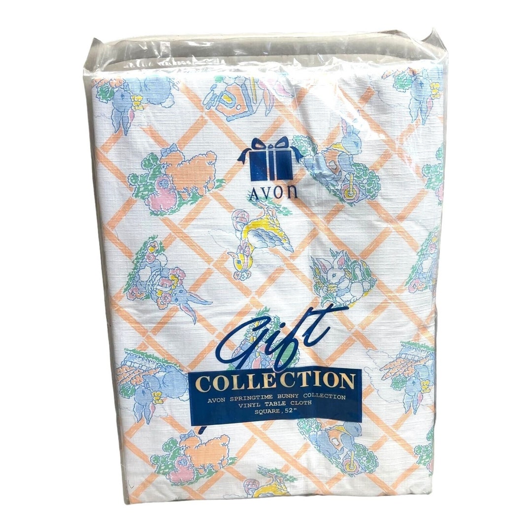 Avon Easter Gift Collection Table Cloth Vinyl Springtime Bunny Duck 52 ...