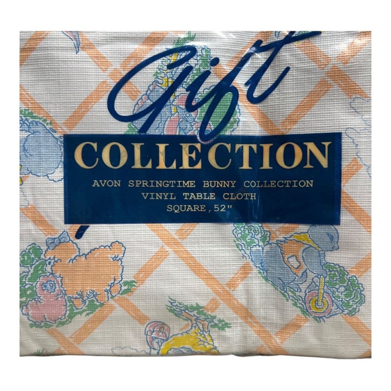 Avon Easter Gift Collection Table Cloth Vinyl Springtime Bunny Duck 52 ...