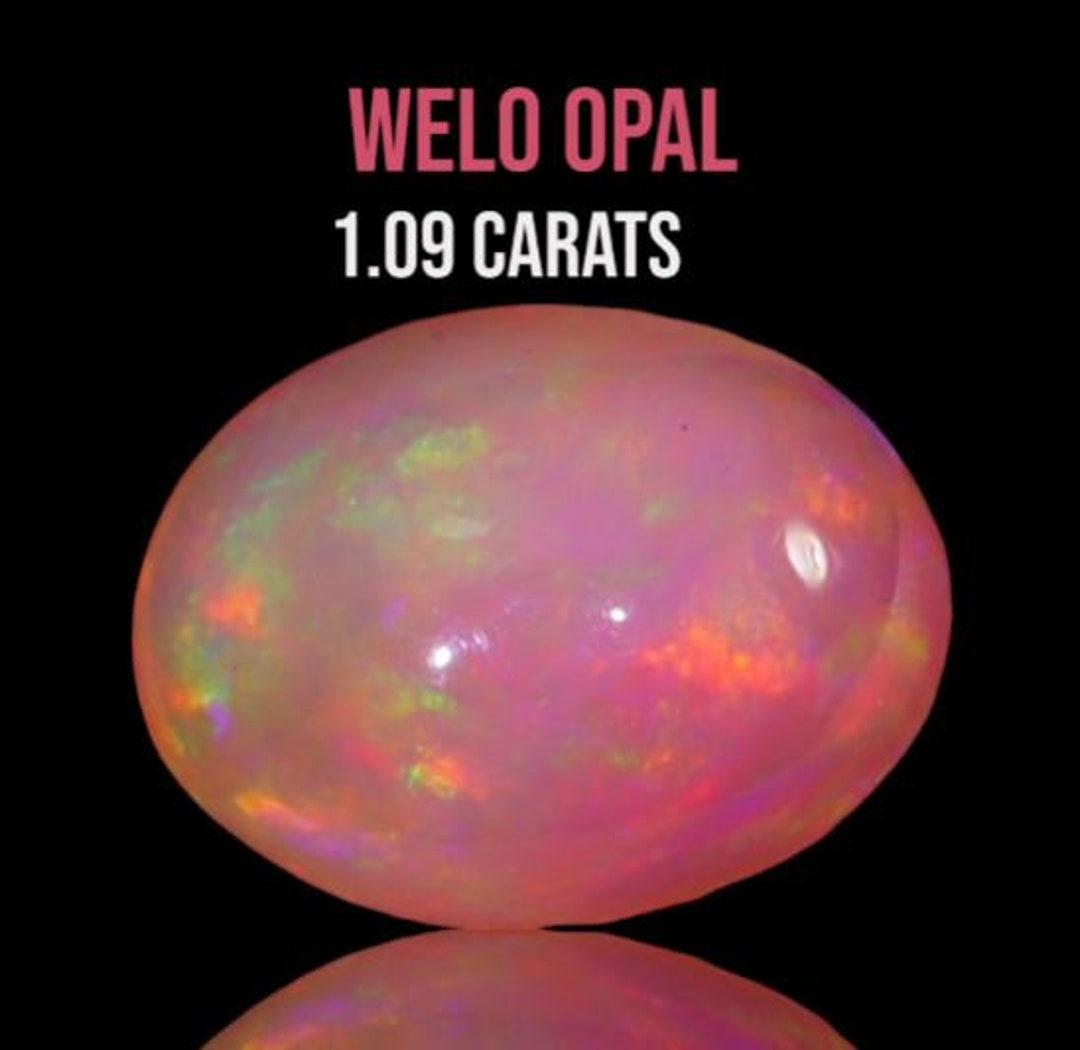 Genuine Mined 1.09 Carat Natural Ethiopian Welo Opal Cabochon. 8.110x 6.11 X 4.35 Mm. Light Bi ...
