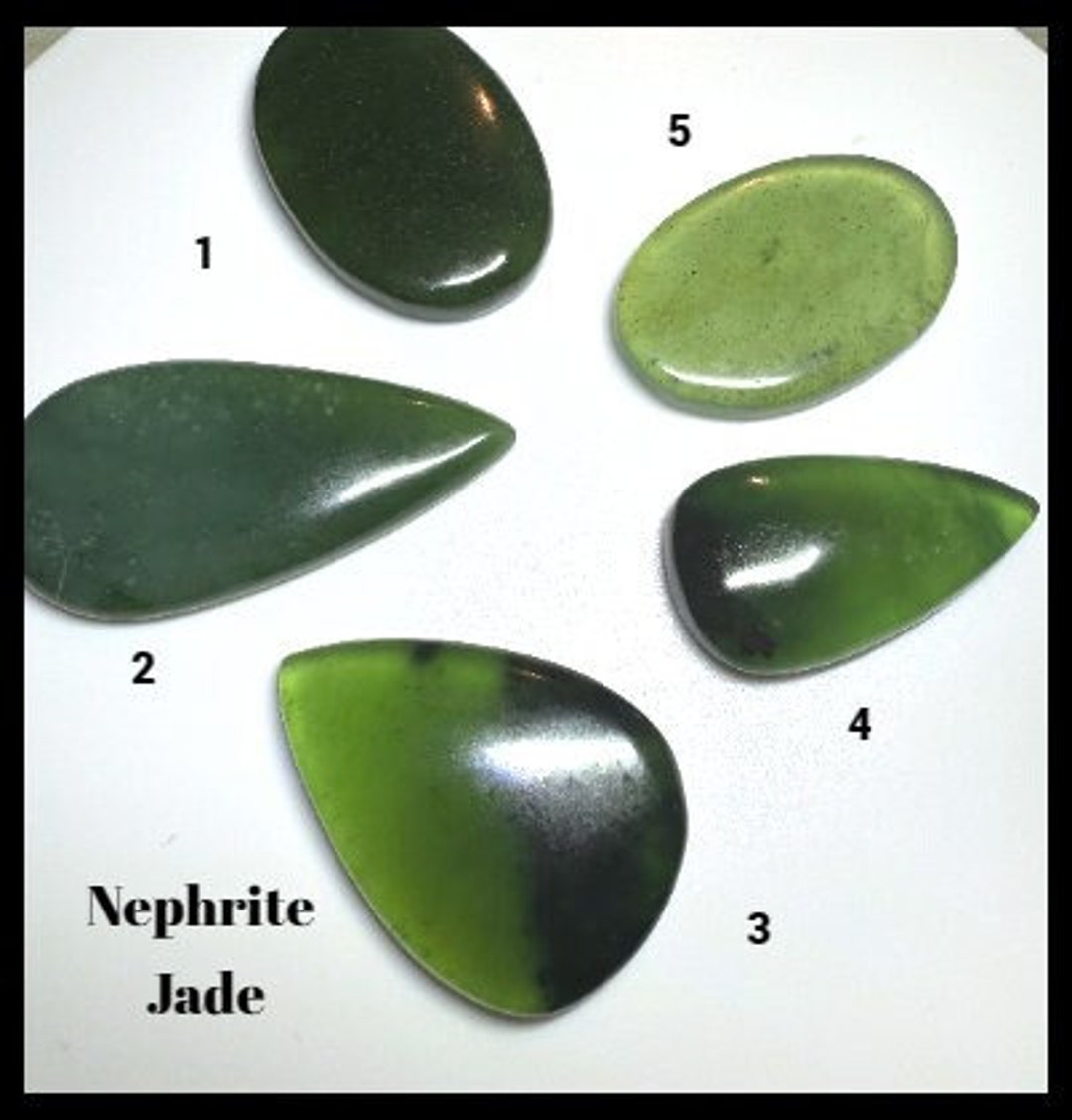Genuine Natural Nephrite Jade Cabochon Loose Gemstones. Individual ...