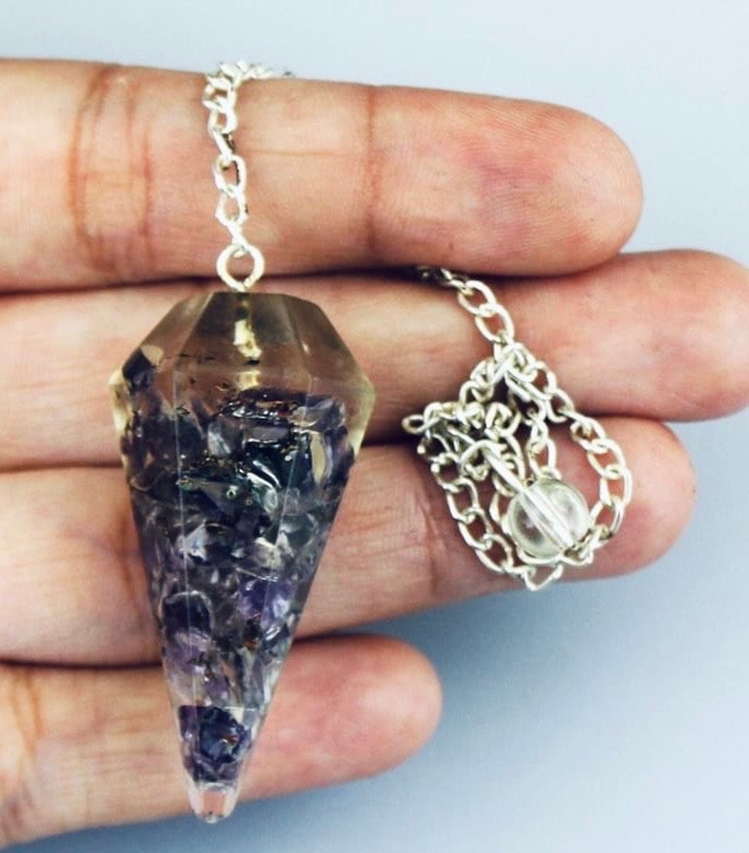 Amethyst Chips Resin Pendulum Gemstone Crystal. Healing Crystals ...