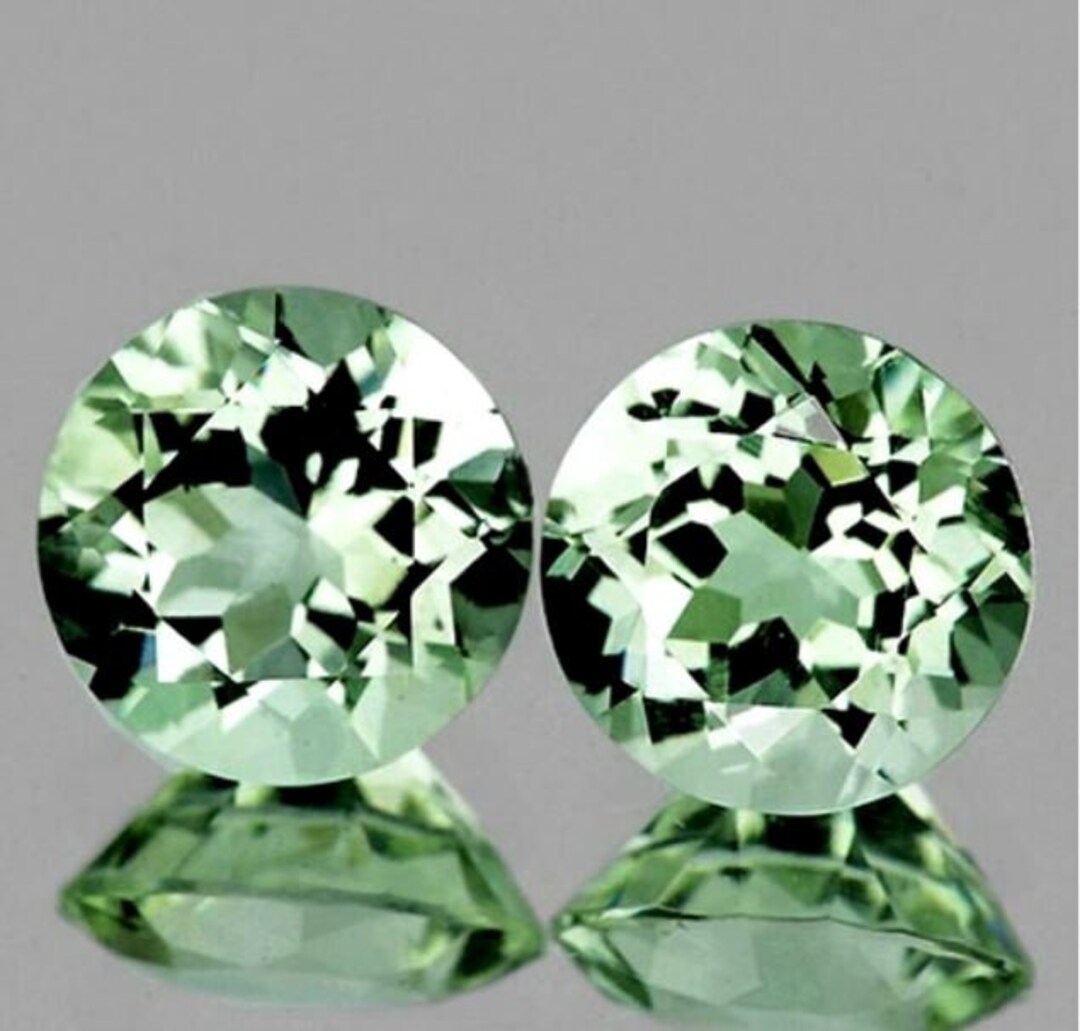 Authentic Prasiolite Gemstones. 2 Piece Lot. VVS. Green Quartz. Faceted ...
